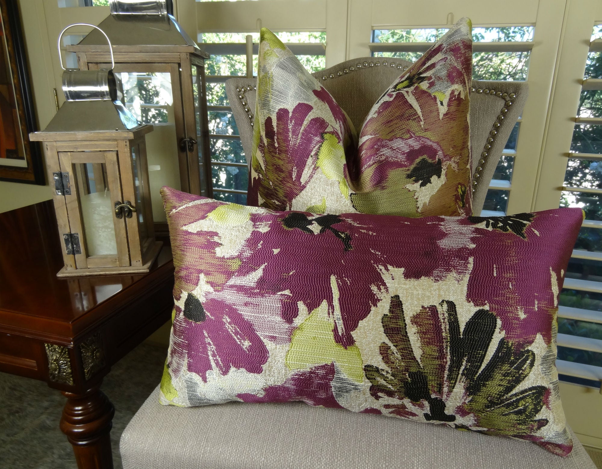 Fuchsia Magenta Luxury Sofa Pillow, Floral Throw Pillow, 11371 ...